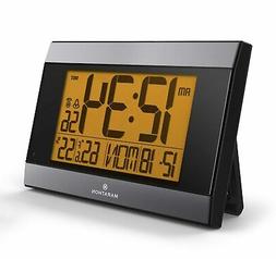 MARATHON CL030052GG Atomic Digital Wall Clock With Auto-Night
